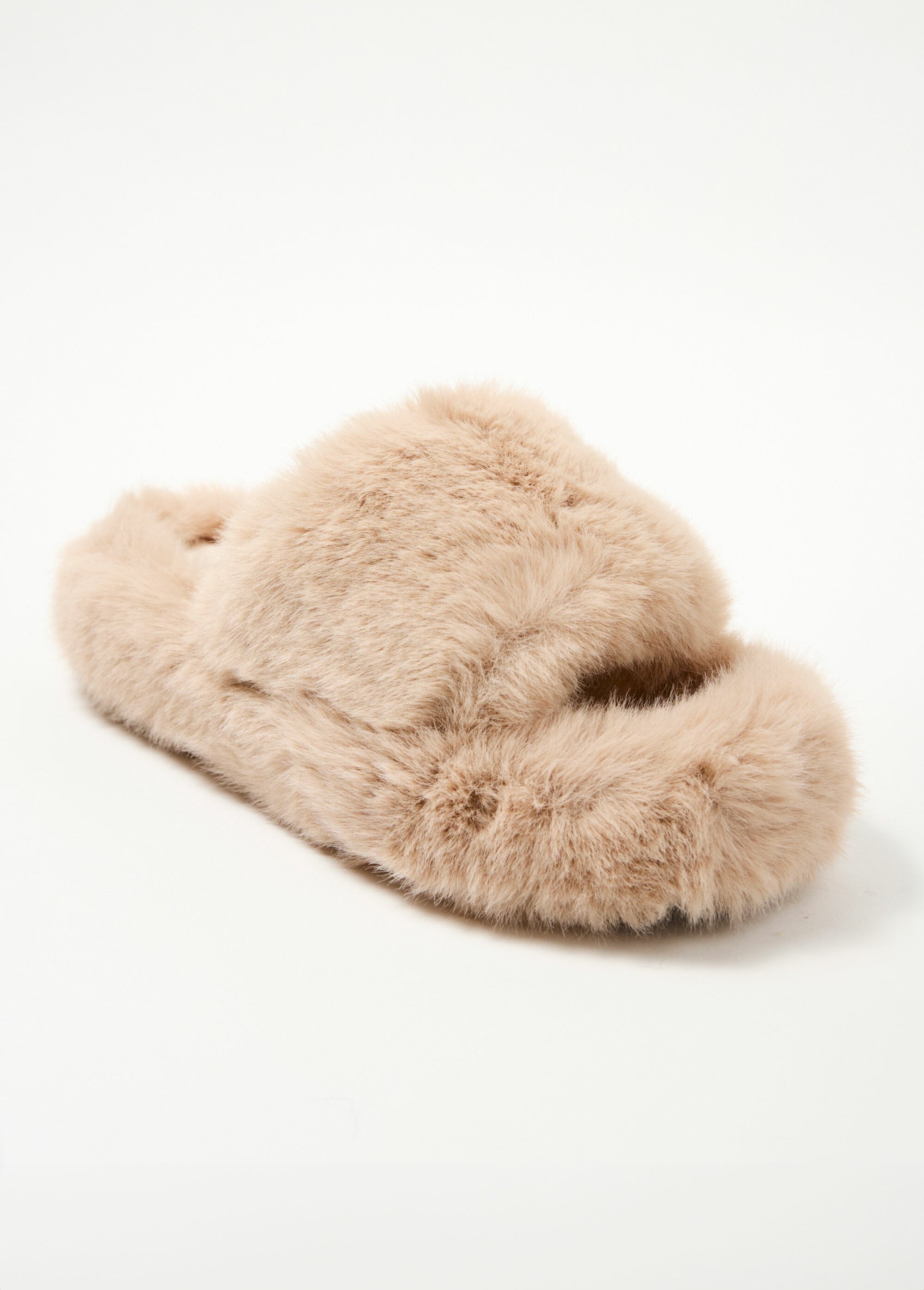 Mule de piel sintética de moda Beige | Afibel